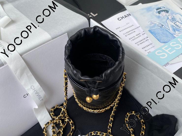 【AP2257-1】 CHANEL シャネル バッグ コピー 21新作 バケット バッグ ラムスキン & コスチューム パール ショルダー ...