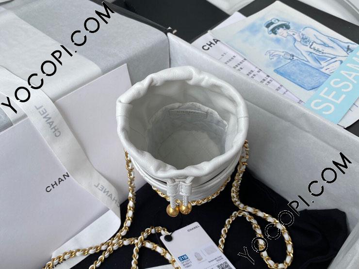 【AP2257-3】 CHANEL シャネル バッグ コピー 21新作 バケット バッグ ラムスキン & コスチューム パール ショルダー ...